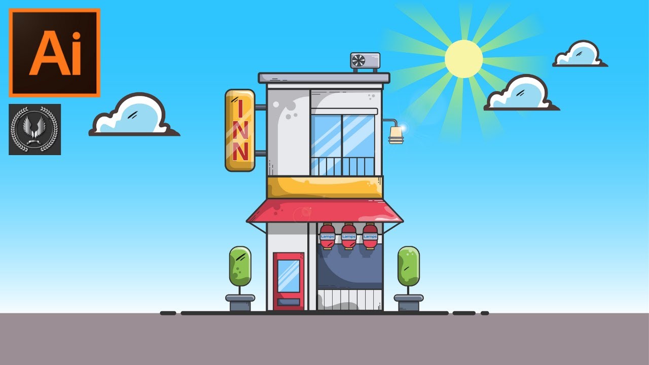 Adobe Illustrator CC Tutorial - How to Make a Beautiful Building Landscape Background Design