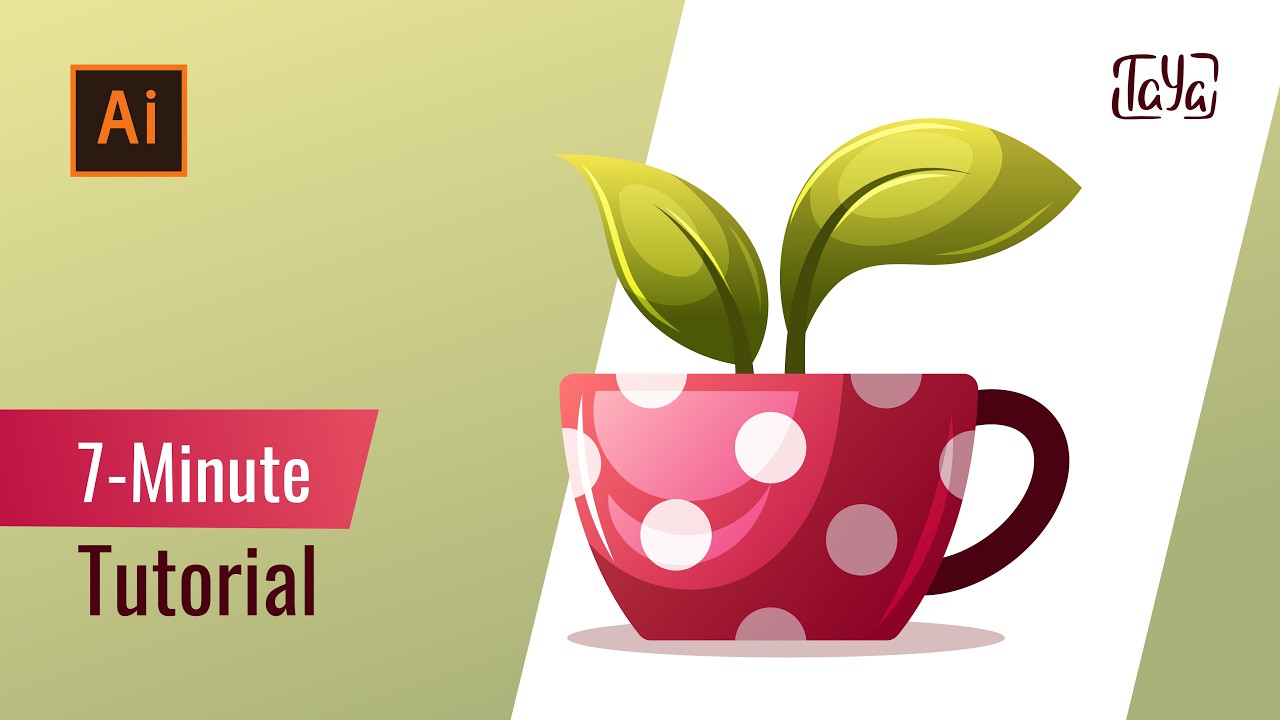 Drawing a plant in a cup with gradients | Vector Illustration Tutorial for Beginners