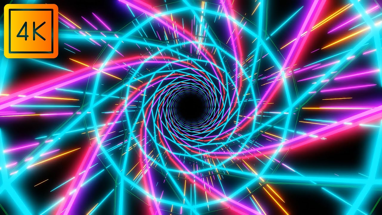 Neon Spiral Vortex | 4K VJ Loop | Psytrance Light Tunnel Animation