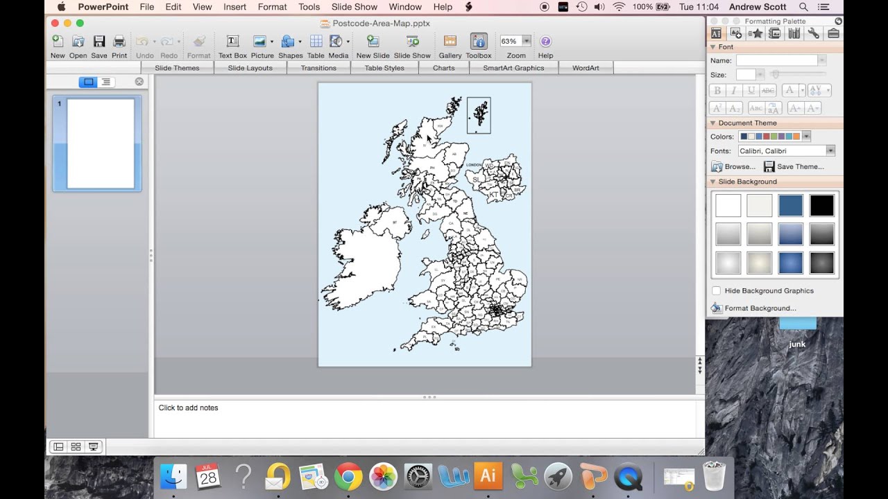 Editing a Postcode Map using Microsoft Powerpoint