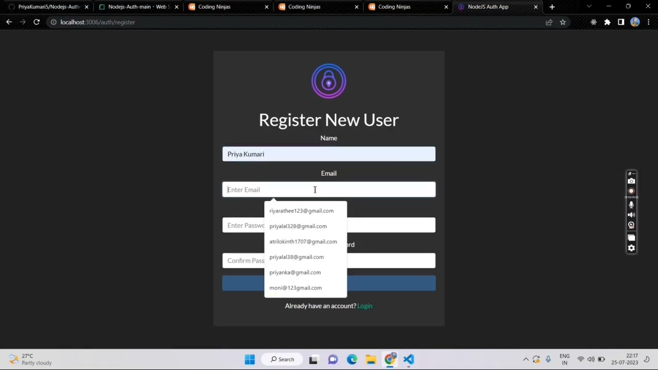 Coding Ninjas || NodeJs Authentication || Backend Project using Node. js