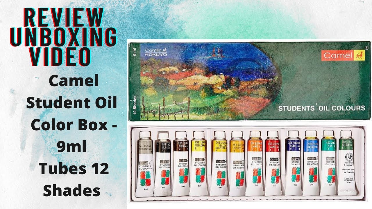 Camel Student Oil Color Box - 9ml Tubes, 12 Shades/review Unboxing video/Amazon
