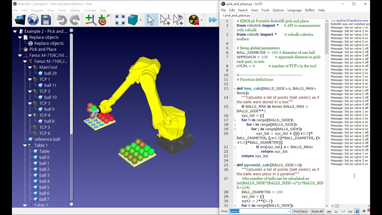 RoboDK pick and place with python