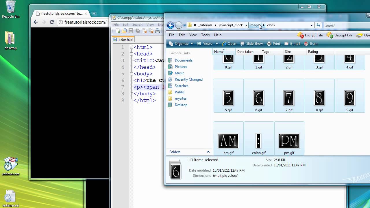 Javascript Clock tutorial part 1
