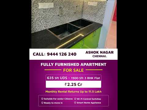 Fully Furnished Apartment for Sale in Chennai Ashok nagar