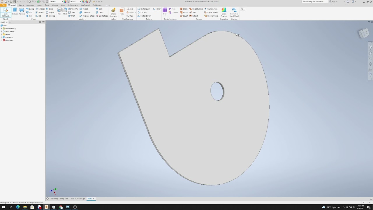 my loring coffee roaster project - centrifugal fan housing in 10 minutes - autodesk inventor