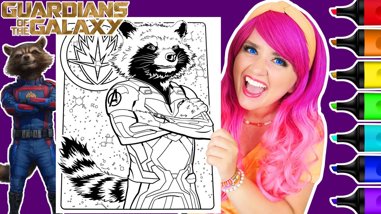 Coloring Rocket Raccoon Marvel Avengers Coloring Page | Ohuhu Art Markers