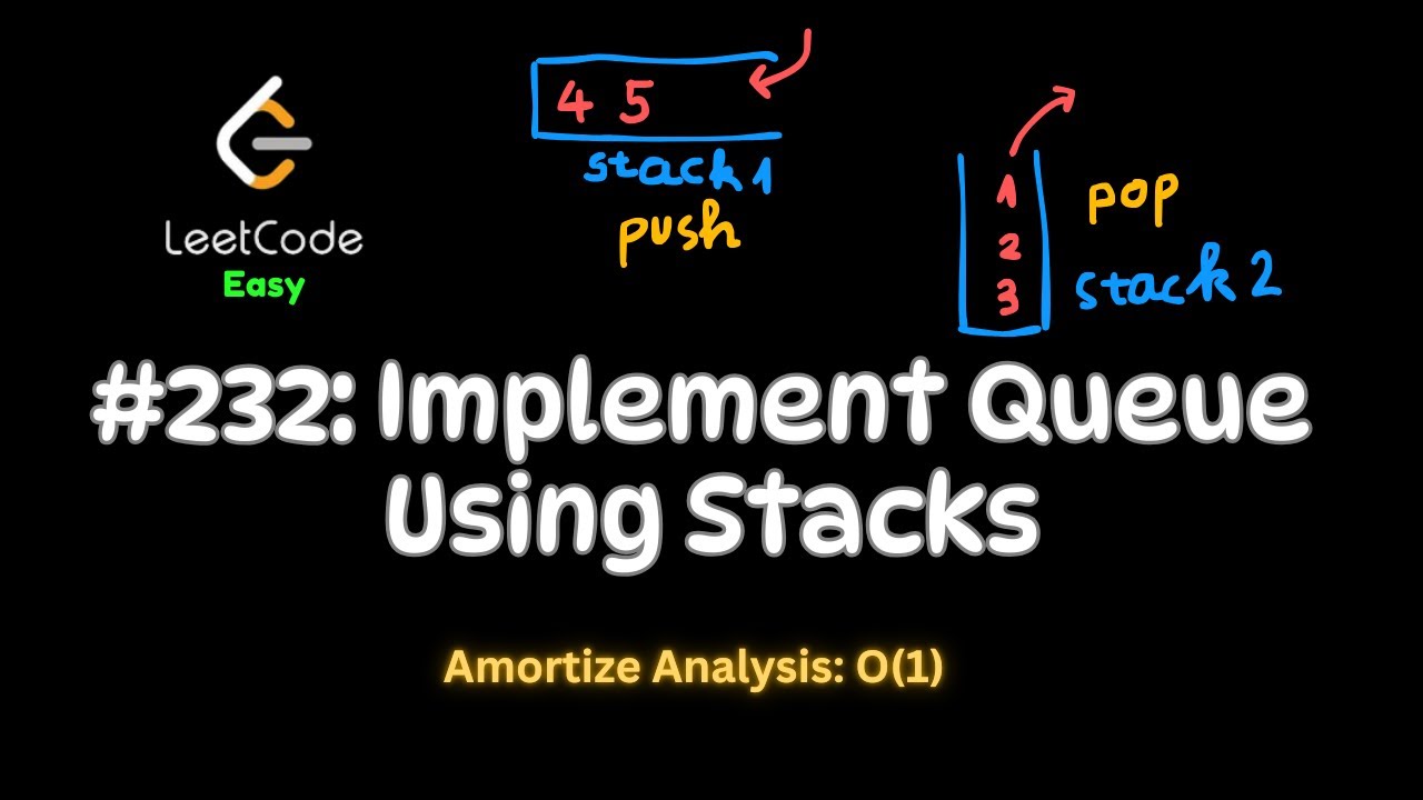 Implement Queue Using Stacks - Amortized Analysis - Python - LeetCode 232
