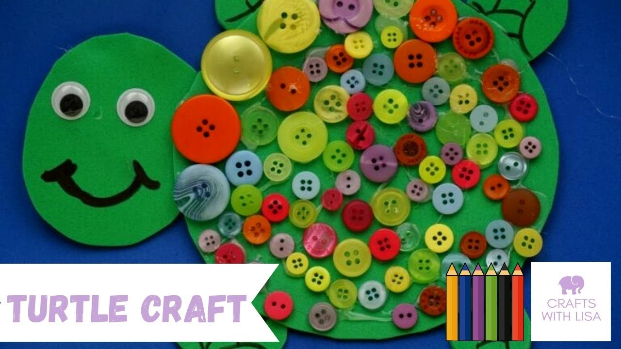 How To Make A Turtle Craft With Buttons For Kids