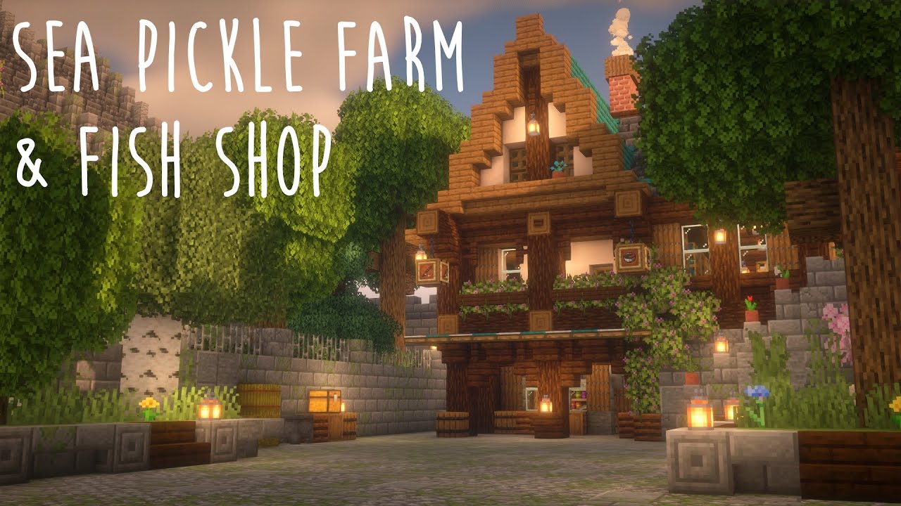 Minecraft | How to Build a Sea Pickle Farm & Fish Shop - Minecraft Town ...