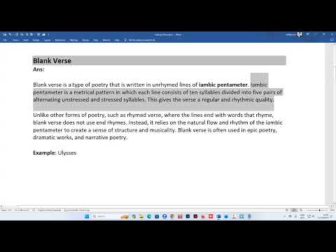 What is Blank Verse? | বাংলা লেকচার | Bengali Lecture