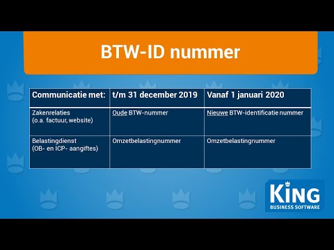 BTW-ID nummer in King vanaf 1 januari 2020