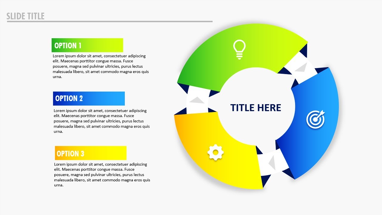 Create Three Circular Options Infographic Slide in PowerPoint. Tutorial No.: 974