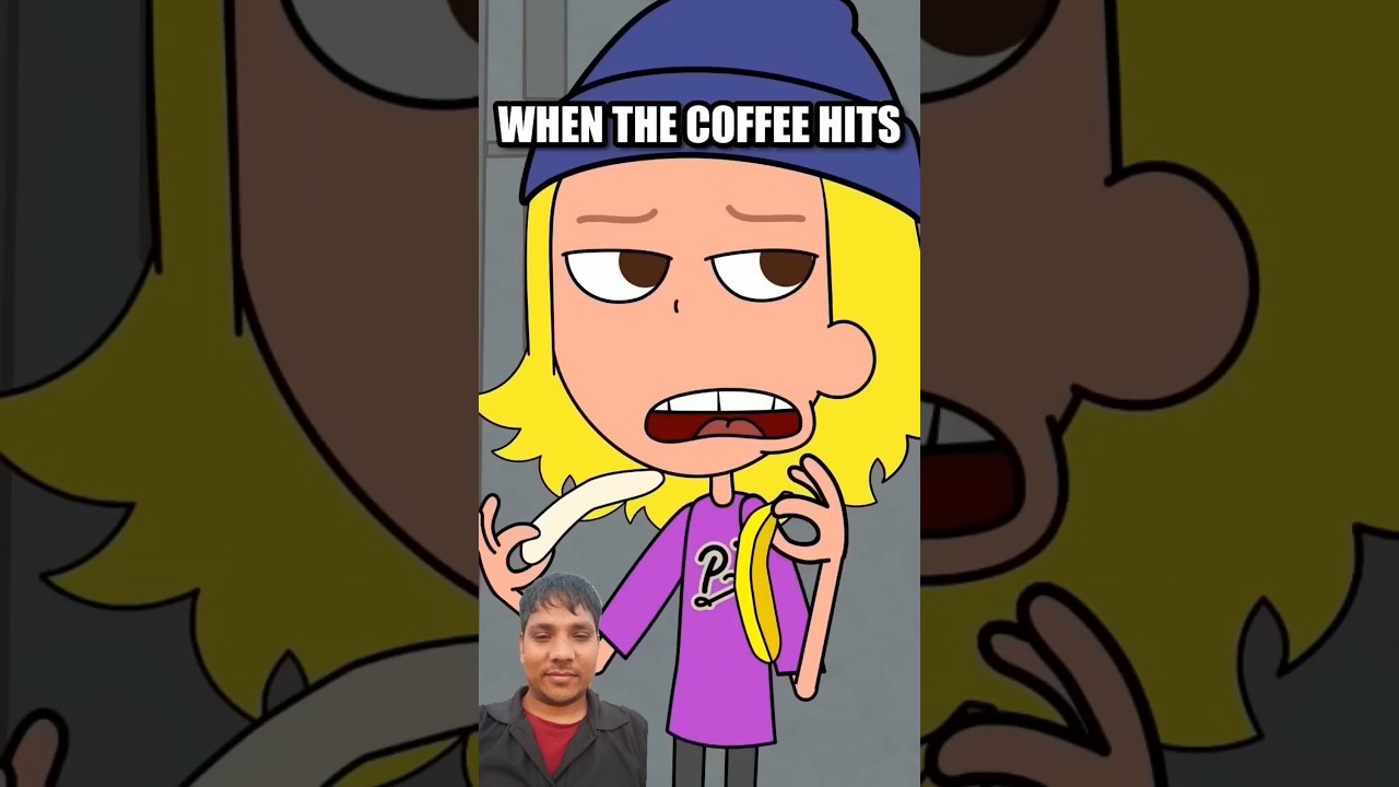 Coffee Hits You ☕😲😘 #shorts #funny #cartoon