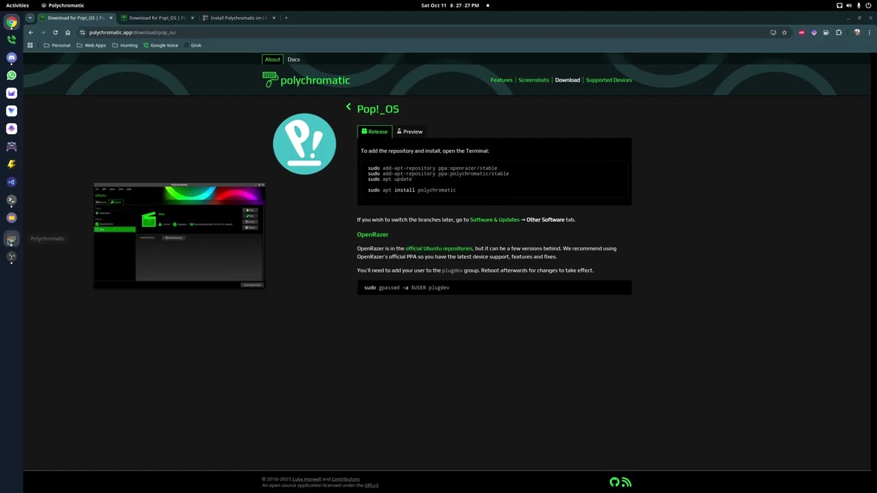 Setup Razer Keyboard RGB Lighting on Linux | Installing Polychromatic and Openrazer Dependencies