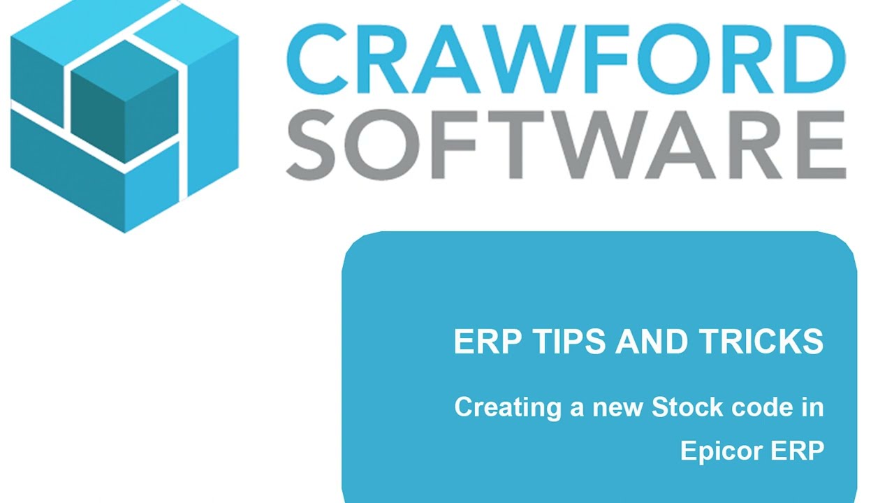 Creating a Stock Code in Epicor