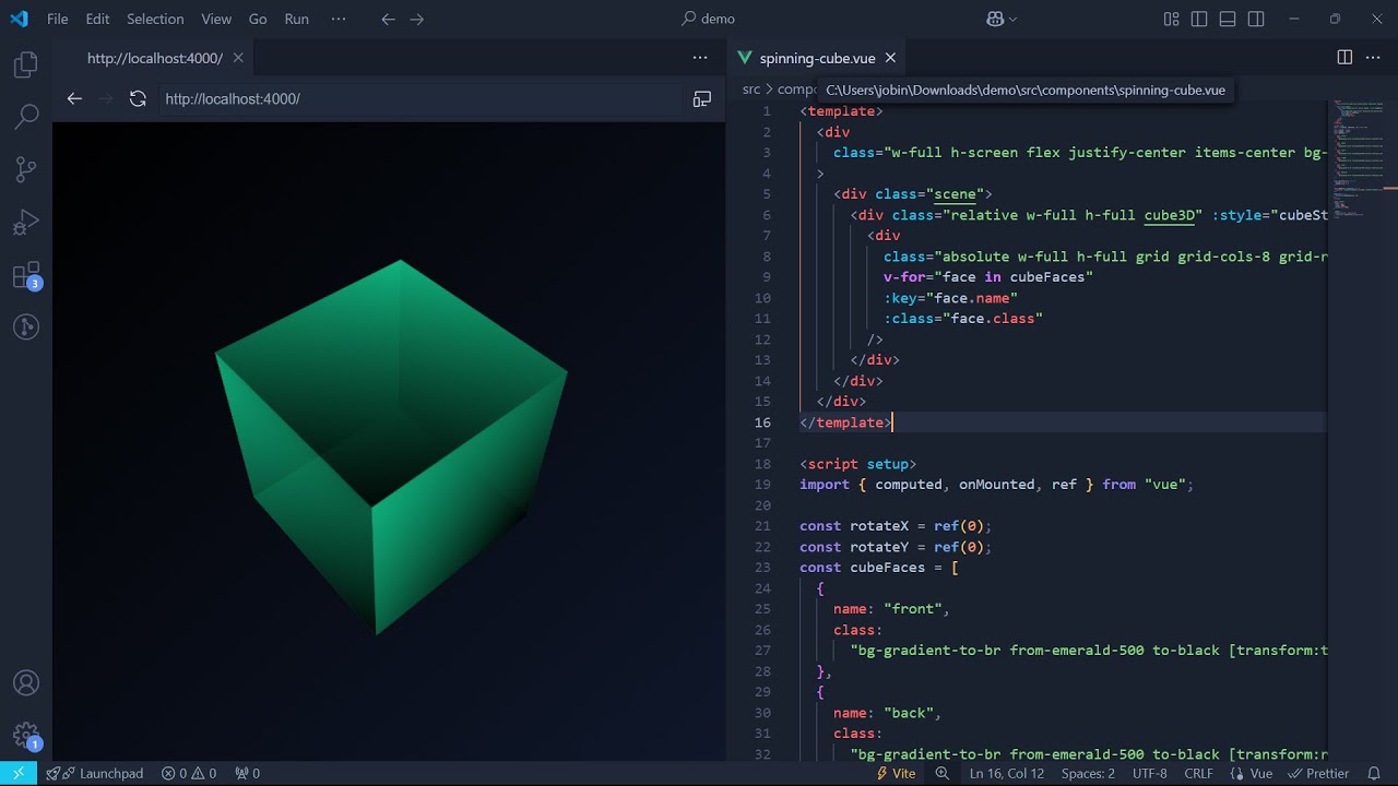ASMR Programming - 3D Rotating Cube - No Talking