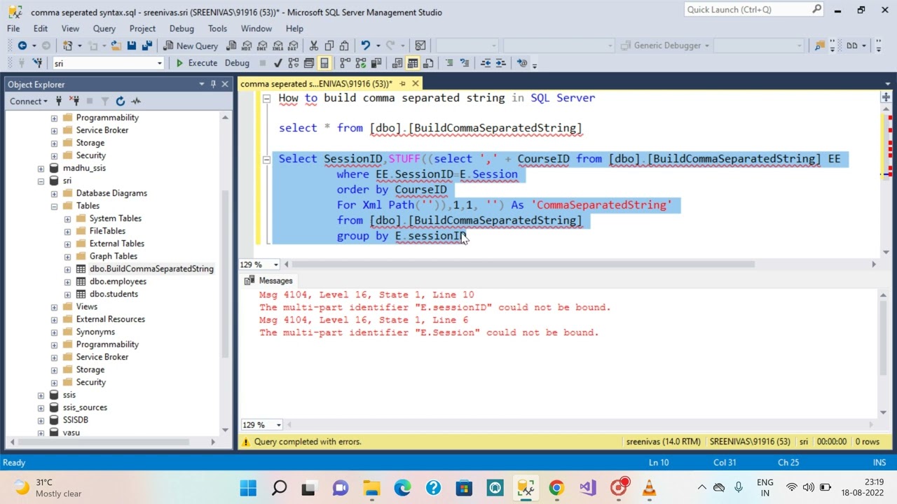 how to get comma separated values in sql | sql server interview questions and answers || Madhu