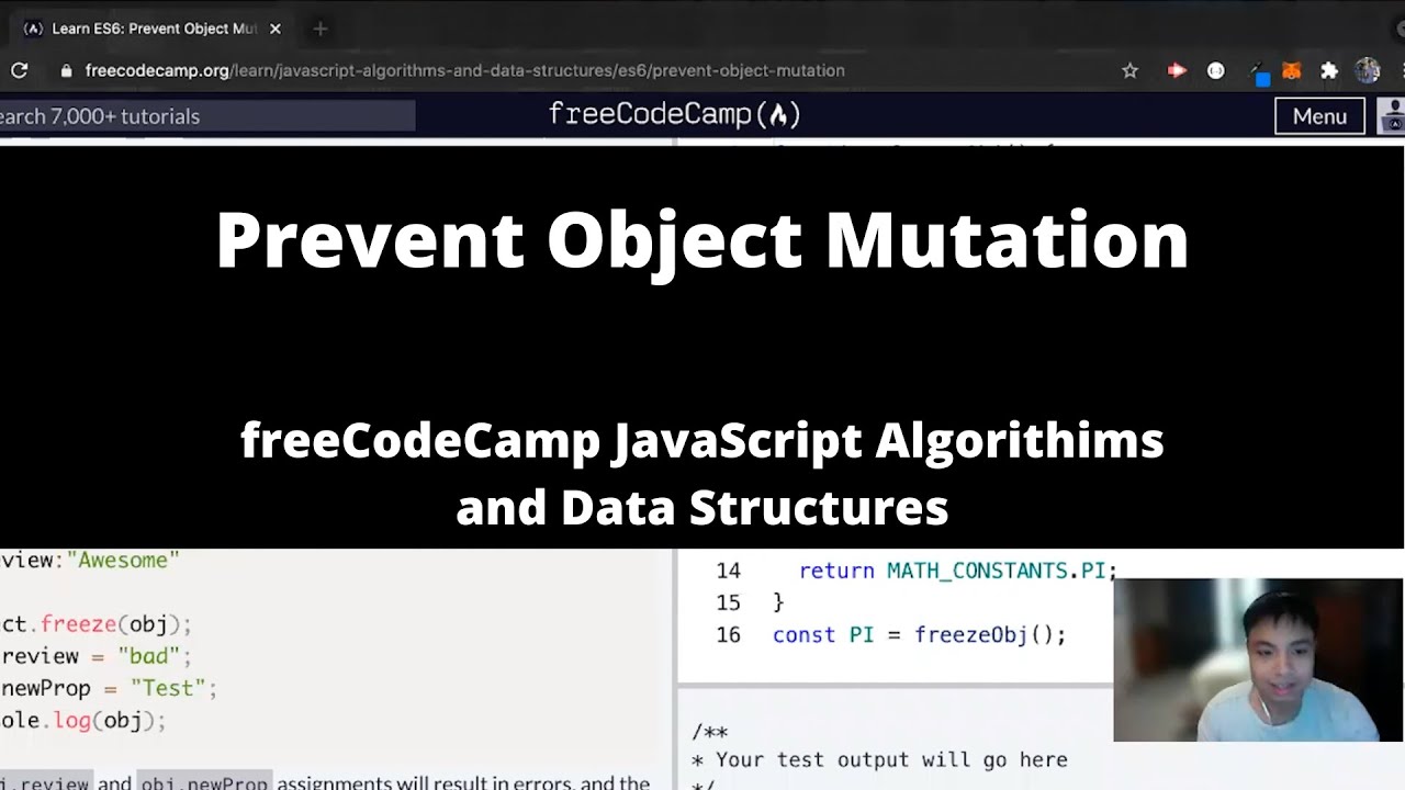 Prevent Object Mutation (ES6) freeCodeCamp tutorial