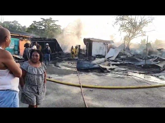WATCH: Massive fire destroys 22 shops at Lucea Market - Jamaica Observer