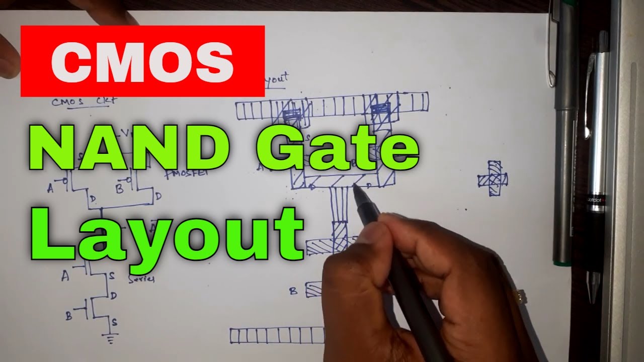 cmos NAND Gate layout design | CMOS VLSI Mask Layout