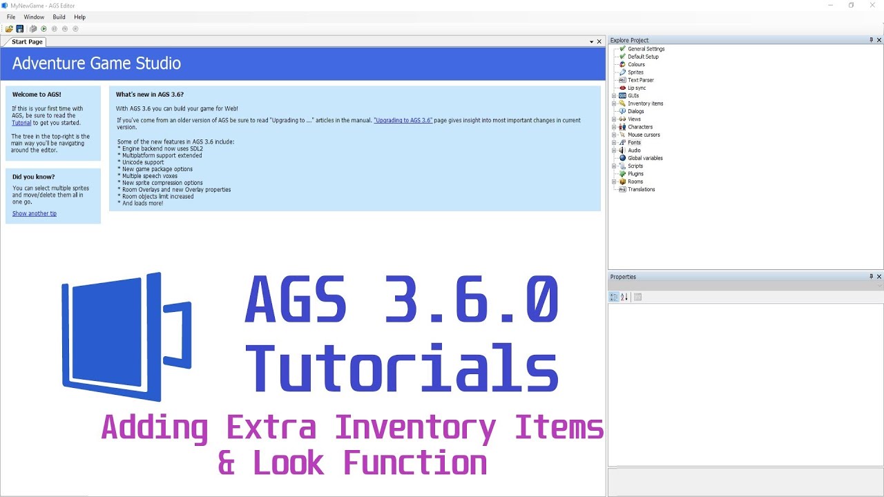 Adventure Game Studio Tutorials: Adding Extra Inventory Items and the 