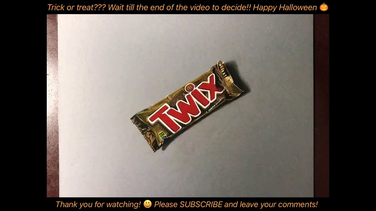 Hyper realistic 3D art - Drawing of a Twix candy bar