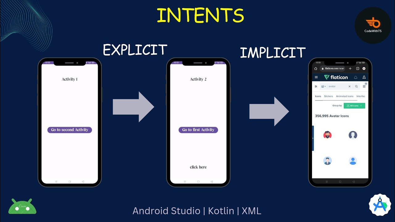 Intents in Android using Kotlin (Part 1) | Explicit & Implicit Intent with Example #android #intents