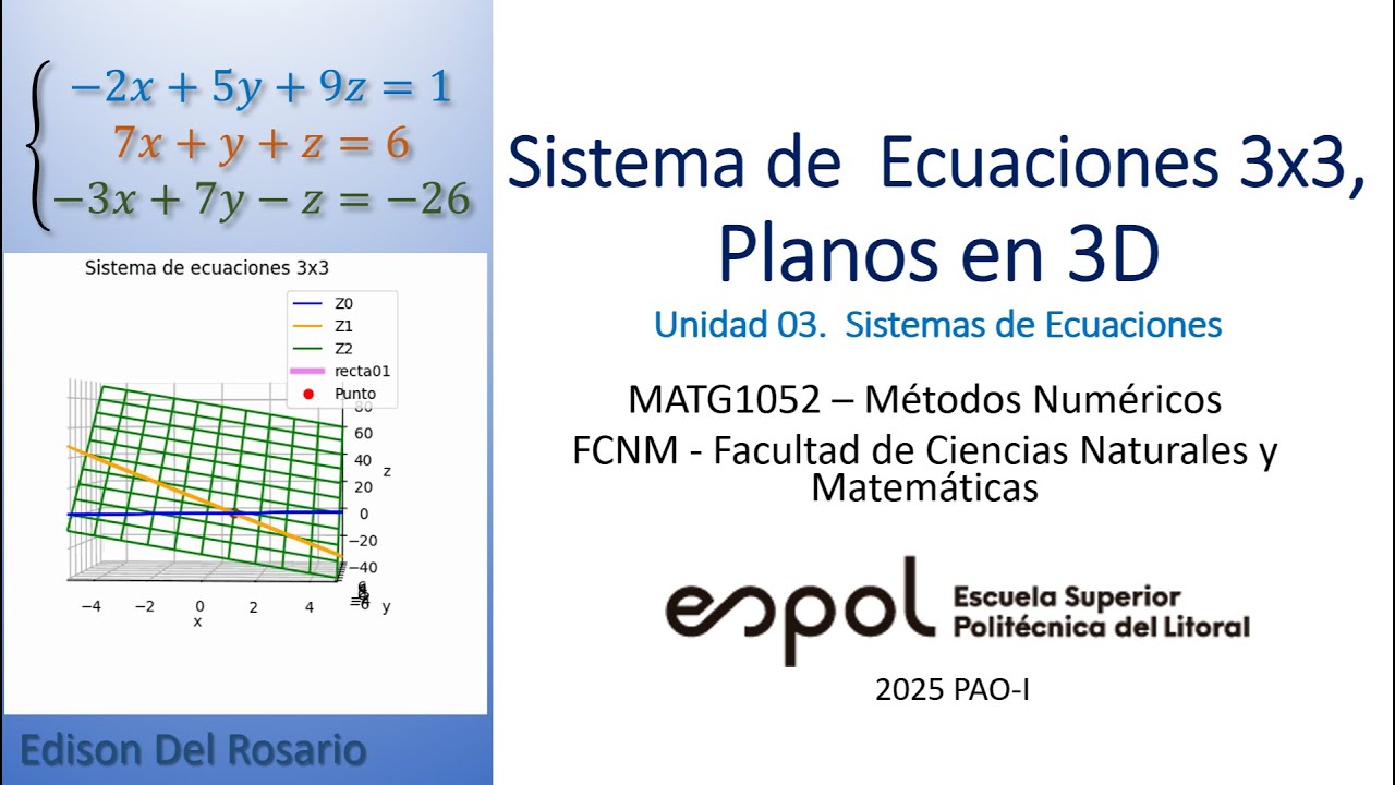 Sistemas de Ecuaciones y Planos 3D con Python - Métodos Numéricos