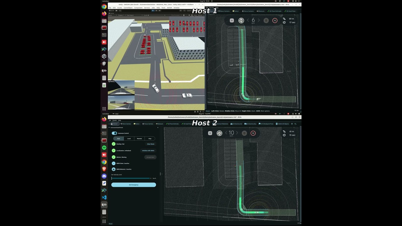 Running Multiple Vehicles in Autoware with AWSIM Labs (2-Host DMAVA)