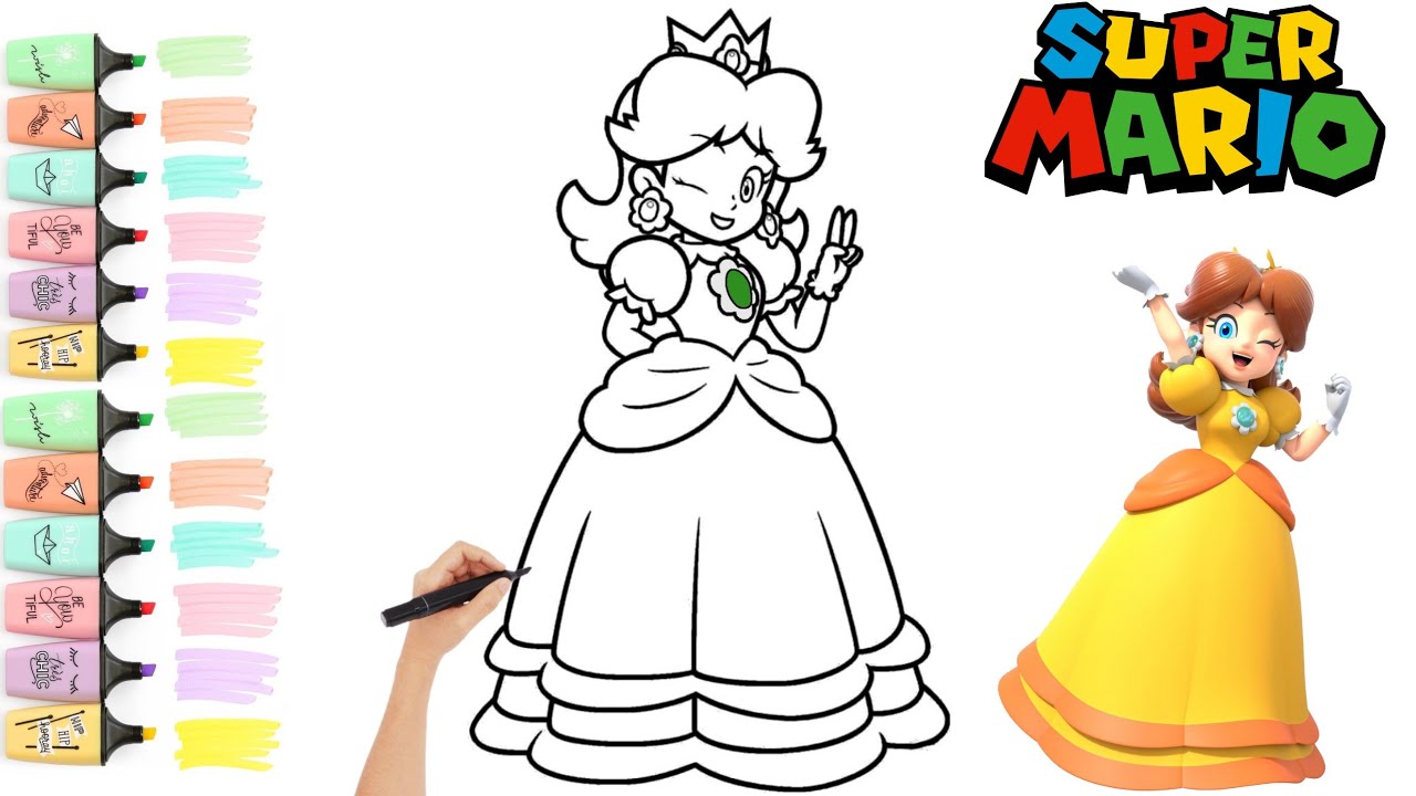 Super Mario Princess Daisy Coloring and Drawing | Coloring video for kids #painting #princessdaisy