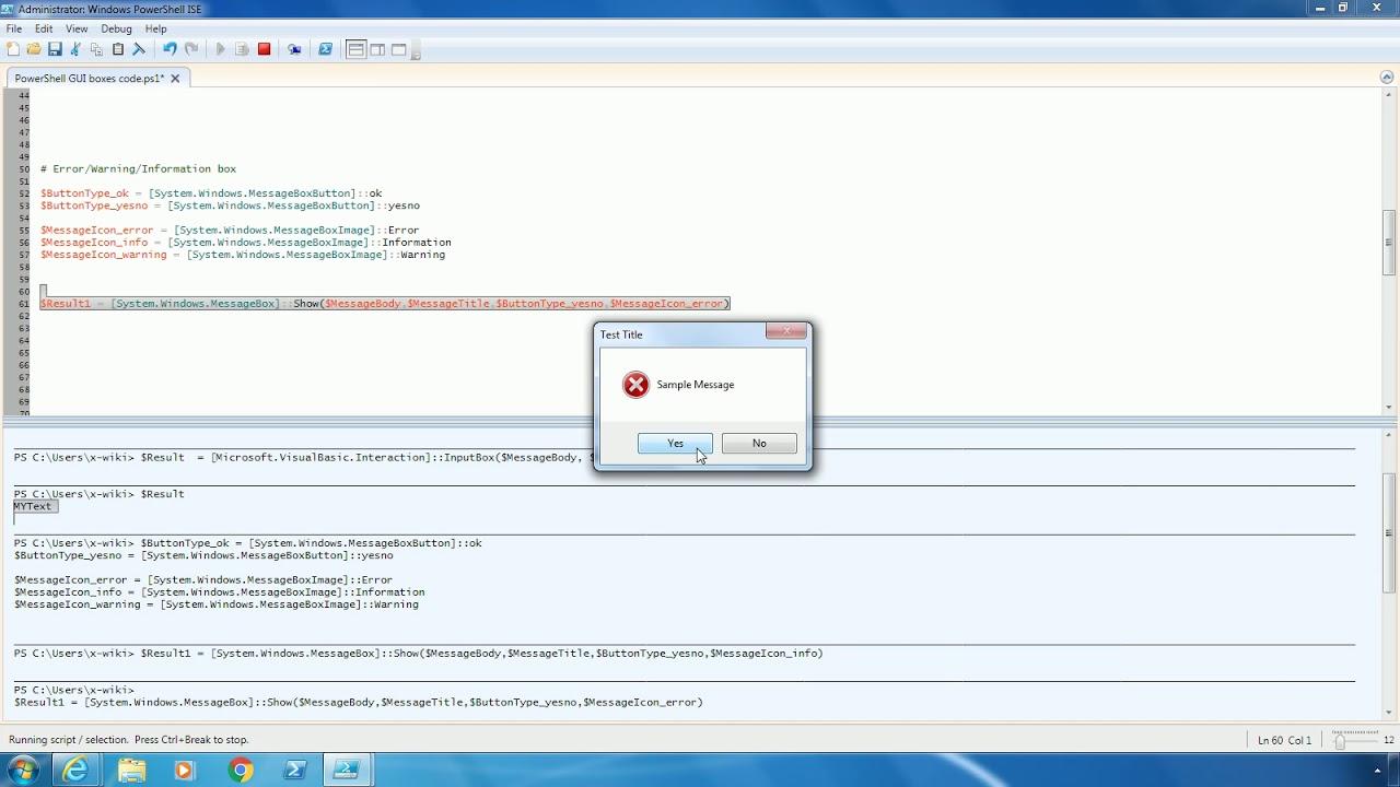 PowerShell GUI Boxes - how to use GUI display boxes in powershell