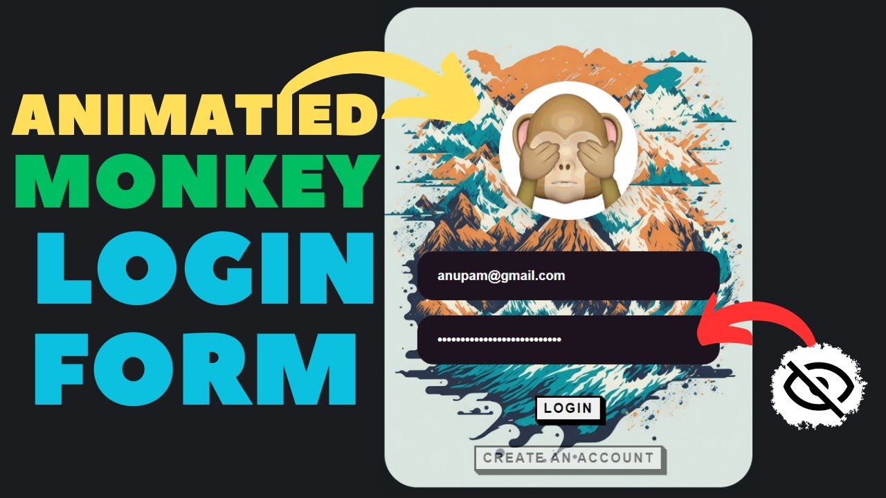 Responsive Animated Login Form with Source Code | Login Page using Html CSS #monkey #css #animation