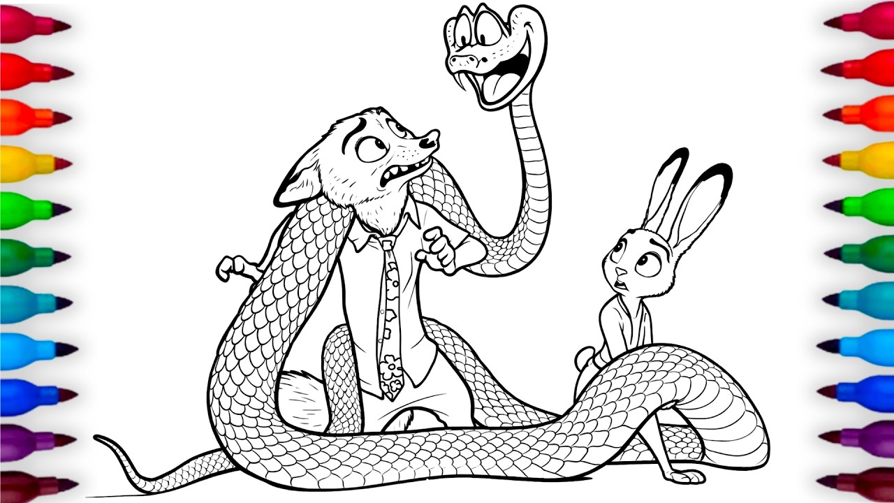 ZOOTOPIA 2 Coloring Pages / Satisfying Coloring Gary De'Snake, Nick Wilde, Judy Hopps