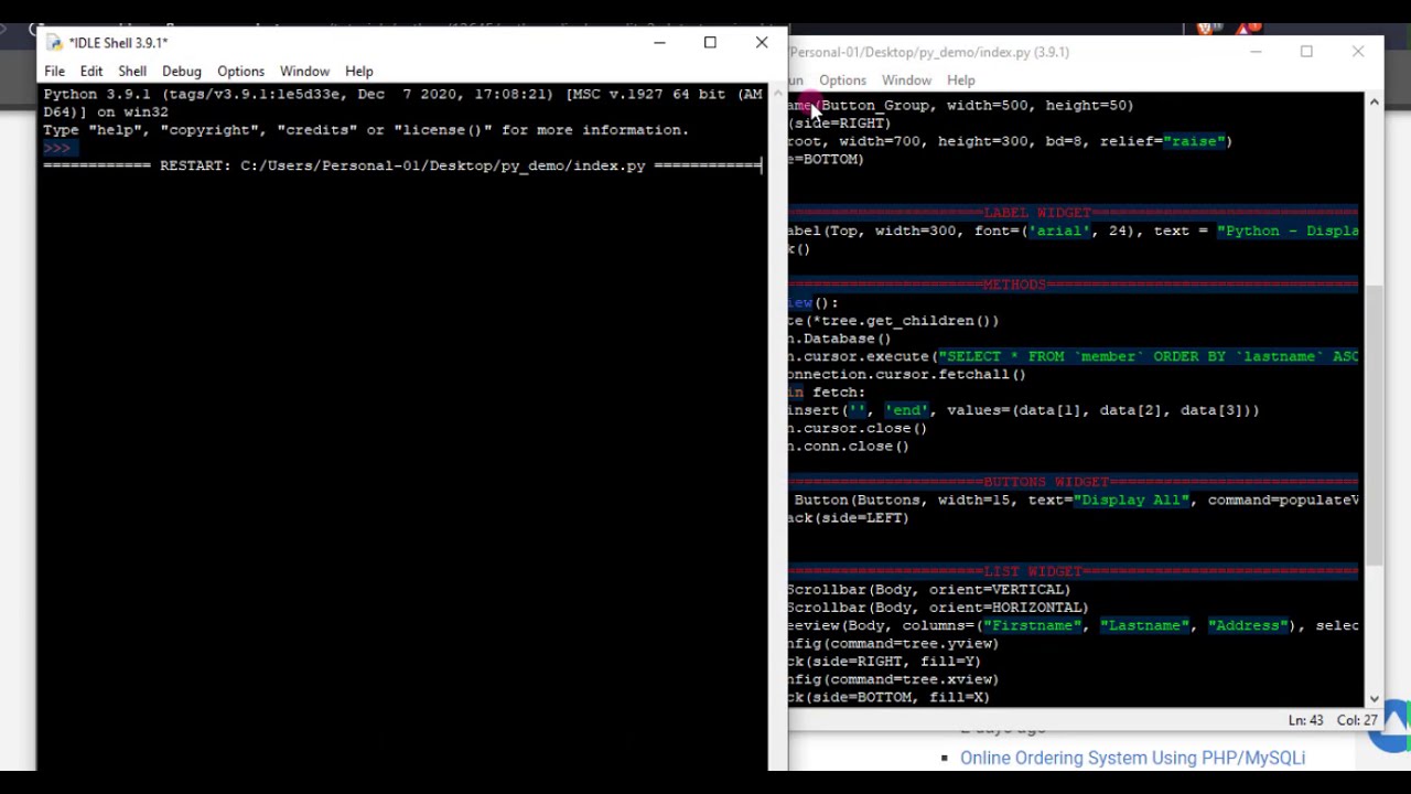 How to Display SQLite3 Data In TreeView in Python Tutorial Demo