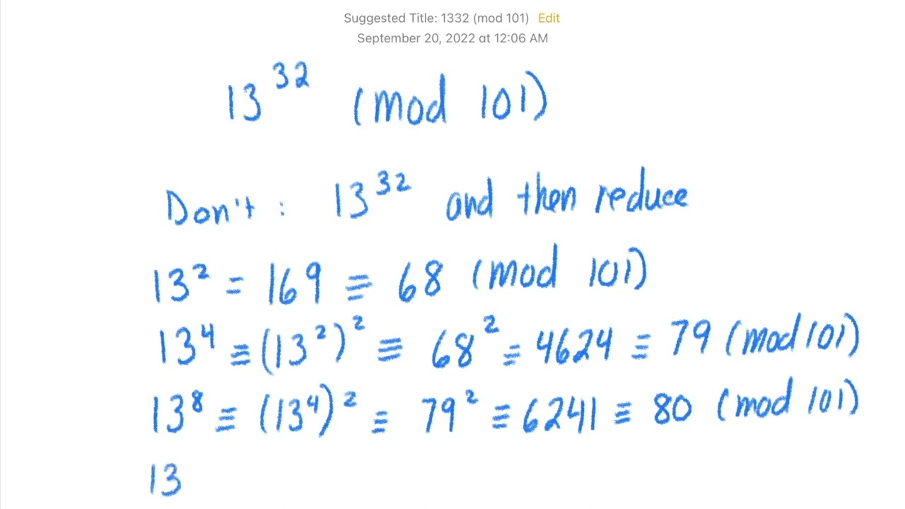 Computing an exponent modulo 101