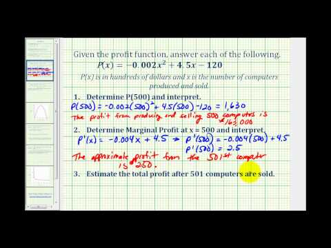 Ex 1: Marginals and Marginal Profit | Math Help from Arithmetic through ...