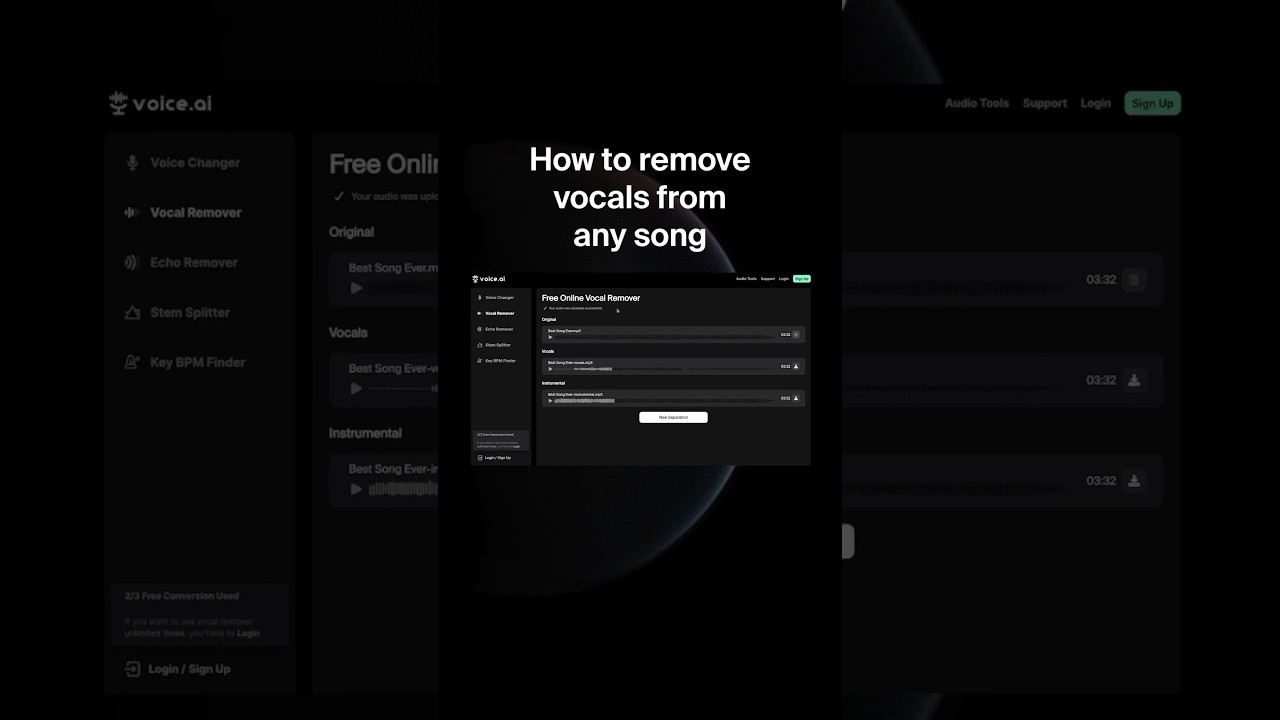 Free Online Vocal Remover with AI — Tutorial