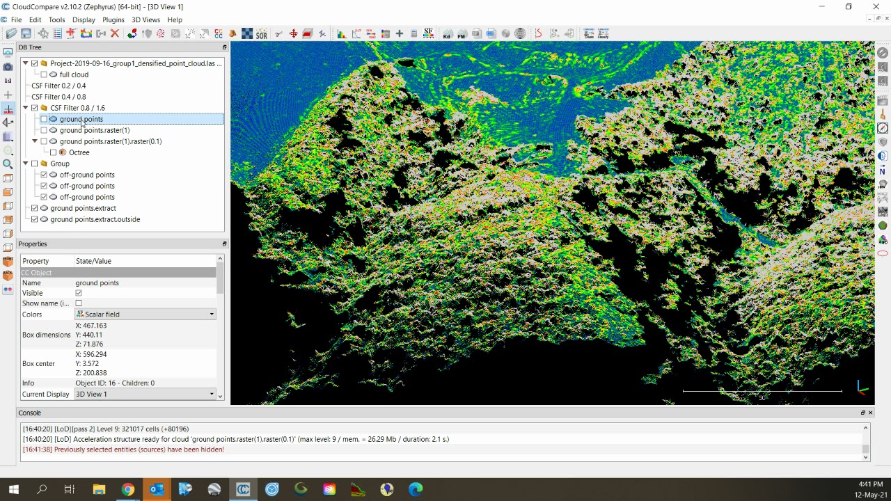 Processing 11   removing off ground points   the Cloud to cloud distance tool