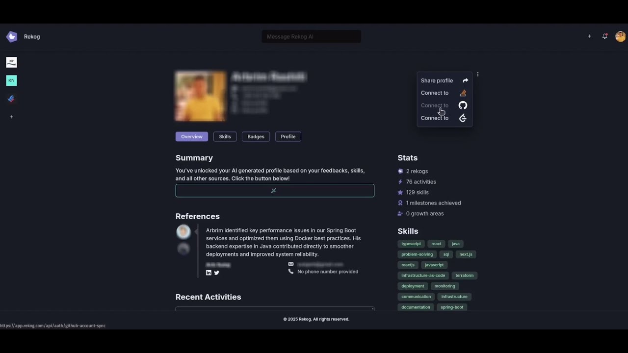 Rekog in Action: Sync Your GitHub and Build Your Real Skill Profile