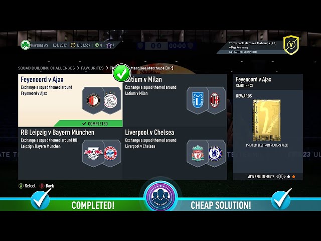 FIFA 23 Throwback Marquee Matchups SBC (XP) August 3 - How to complete ...