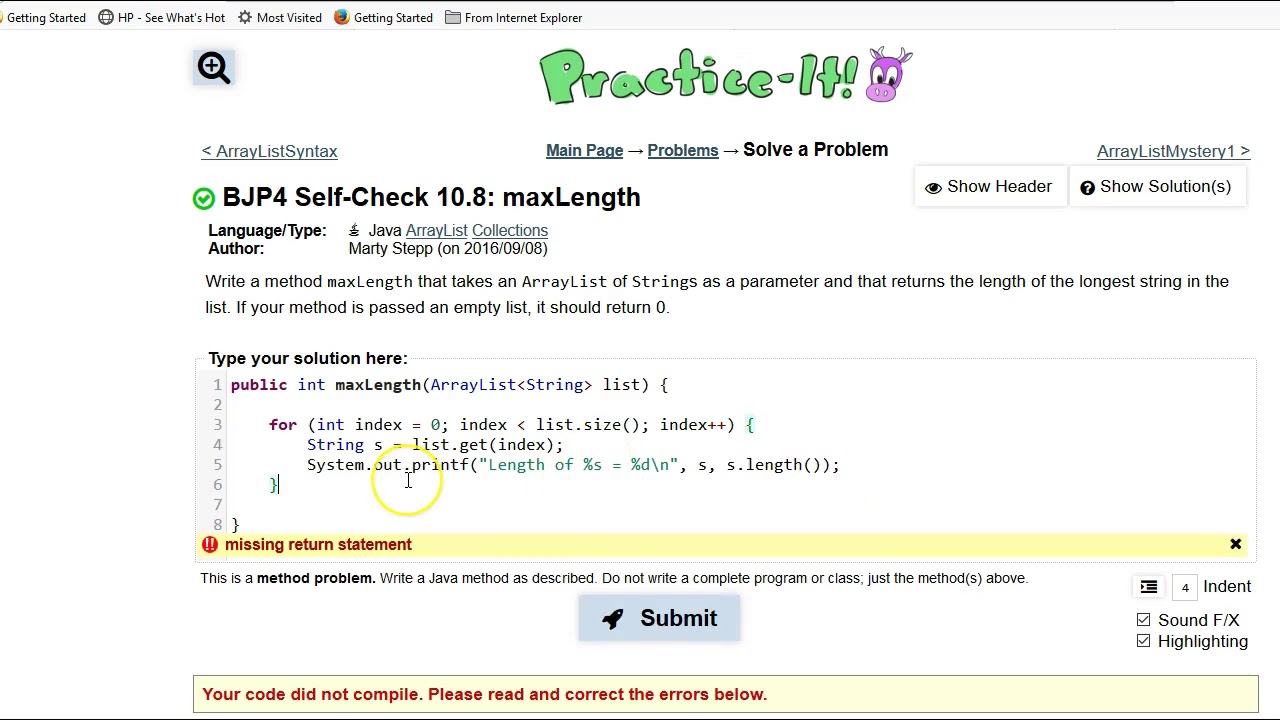 Building Java Programs Self-Check 10.8 maxLength