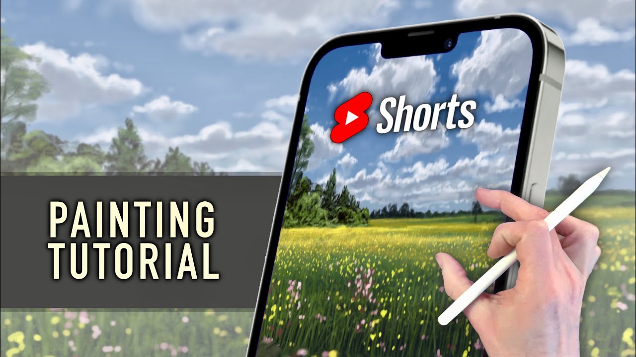 IPAD PAINTING TUTORIAL - Spring fields Landscape in Procreate #Shorts