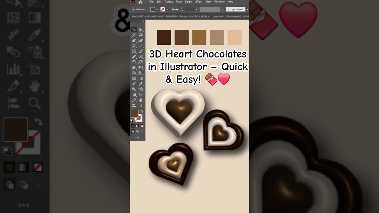 3D Heart Chocolates in Illustrator – Quick & Easy! 🍫❤️