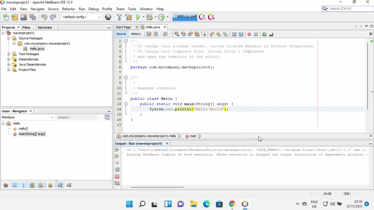 Creating NetBeans First Java Program