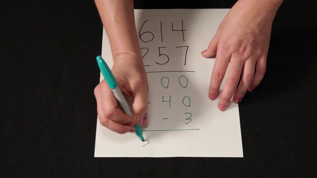 Subtracting 614 - 257 Using Partial Differences