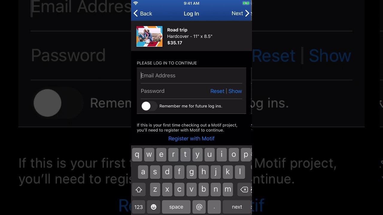 Register Or Login | iOS Tutorial Video | Motif