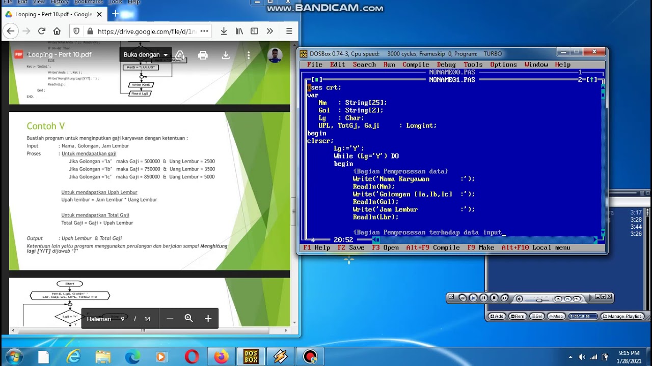 Program Pascal menggunakan while do || Turbo Pascal