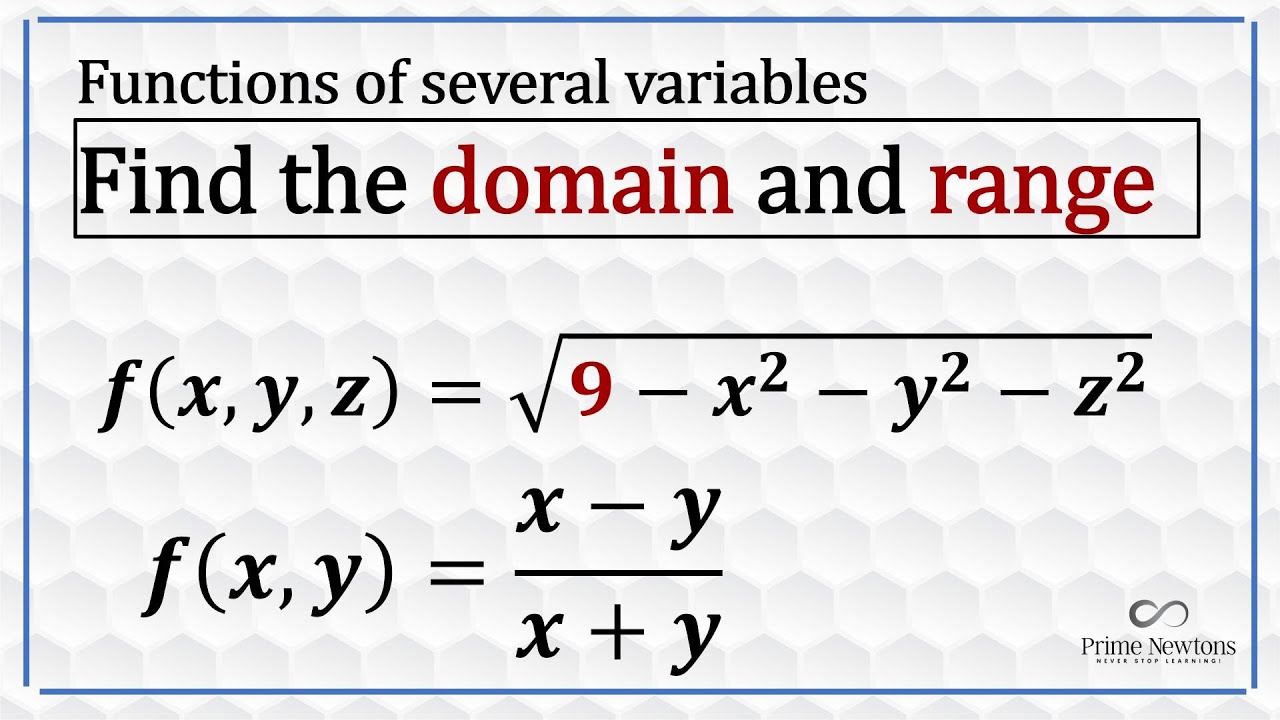 Domain, range of functions of several variables