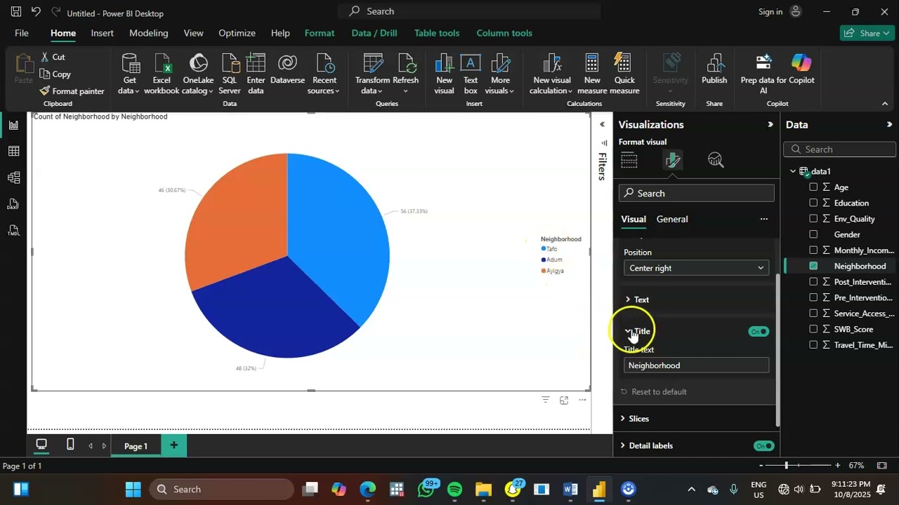 Illustration of Pie Charts in PowerBI